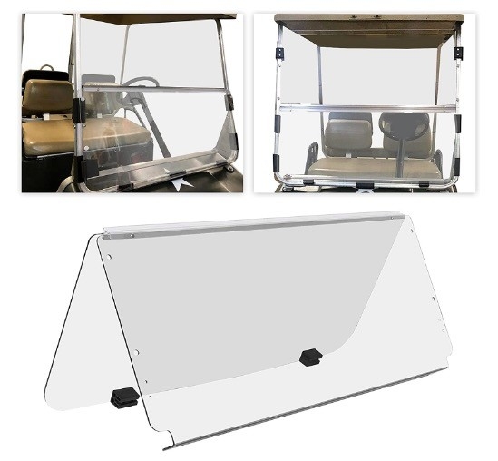 Acrylic Flip Folding Golf Cart Windshield Kit Tinted / Clear Acrylic Flip Folding Golf Cart Windshield Kit Tinted / Clear