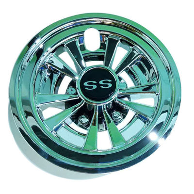 Silver Ss 8 Inch Wheel Covers , Black Golf Trolley Wheel Covers Chrome ...